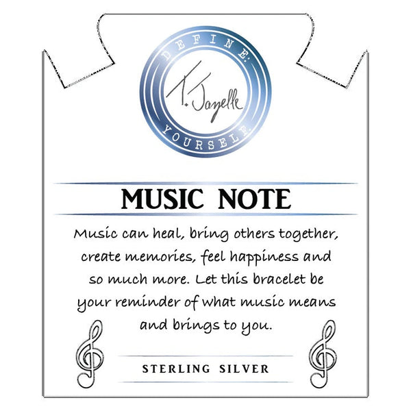 Blue Aventurine Stone Bracelet with Music Note Sterling Silver Charm