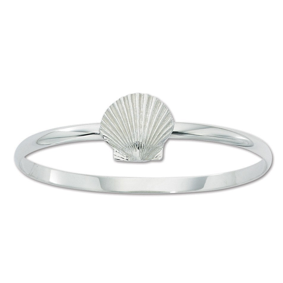 Sterling silver large scallop shell bangle bracelet