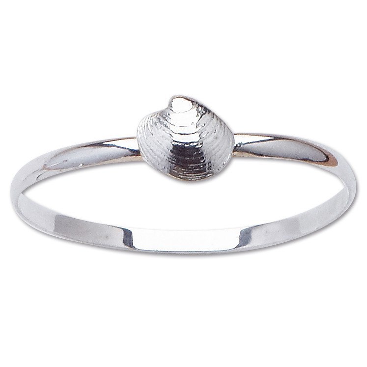 Sterling silver starfish and shell bangle bracelet