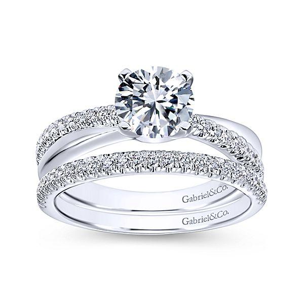 Classic Crossover Diamond Ring .18 Cttw 14K White Gold 393A