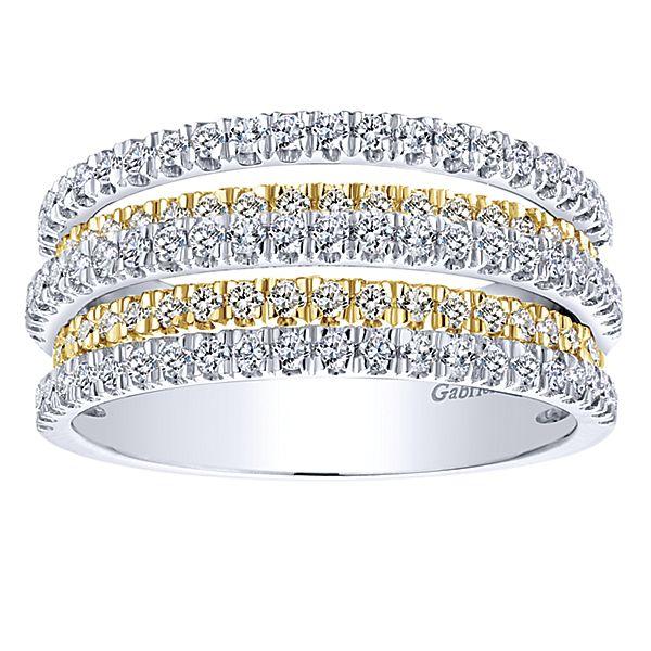2-Tone Multi-Row Pave Diamond Ring 1 Cttw 14K Gold