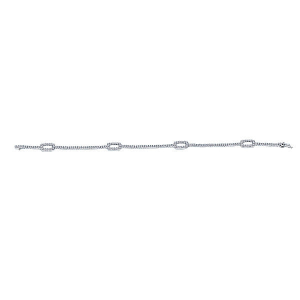 Open Rectangle Tennis Bracelet 14K White Gold Diamond
