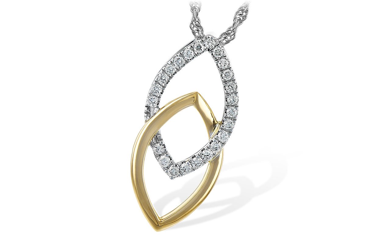 2-Tone Apex Interlocking Diamond Necklace 1/5 Cttw 14K Gold