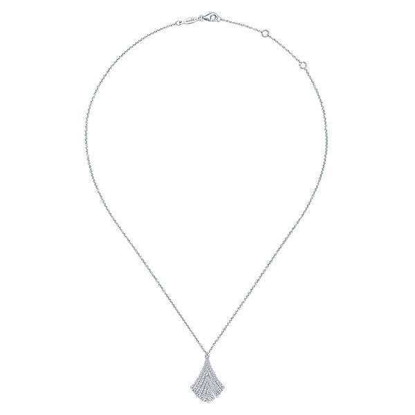 Flowing Chevron Pave Diamond White Gold Necklace