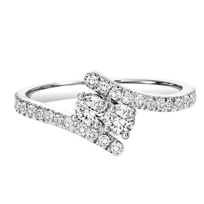 Twogether 2-Stone Bypass Diamond Ring 1 Cttw 14K White Gold