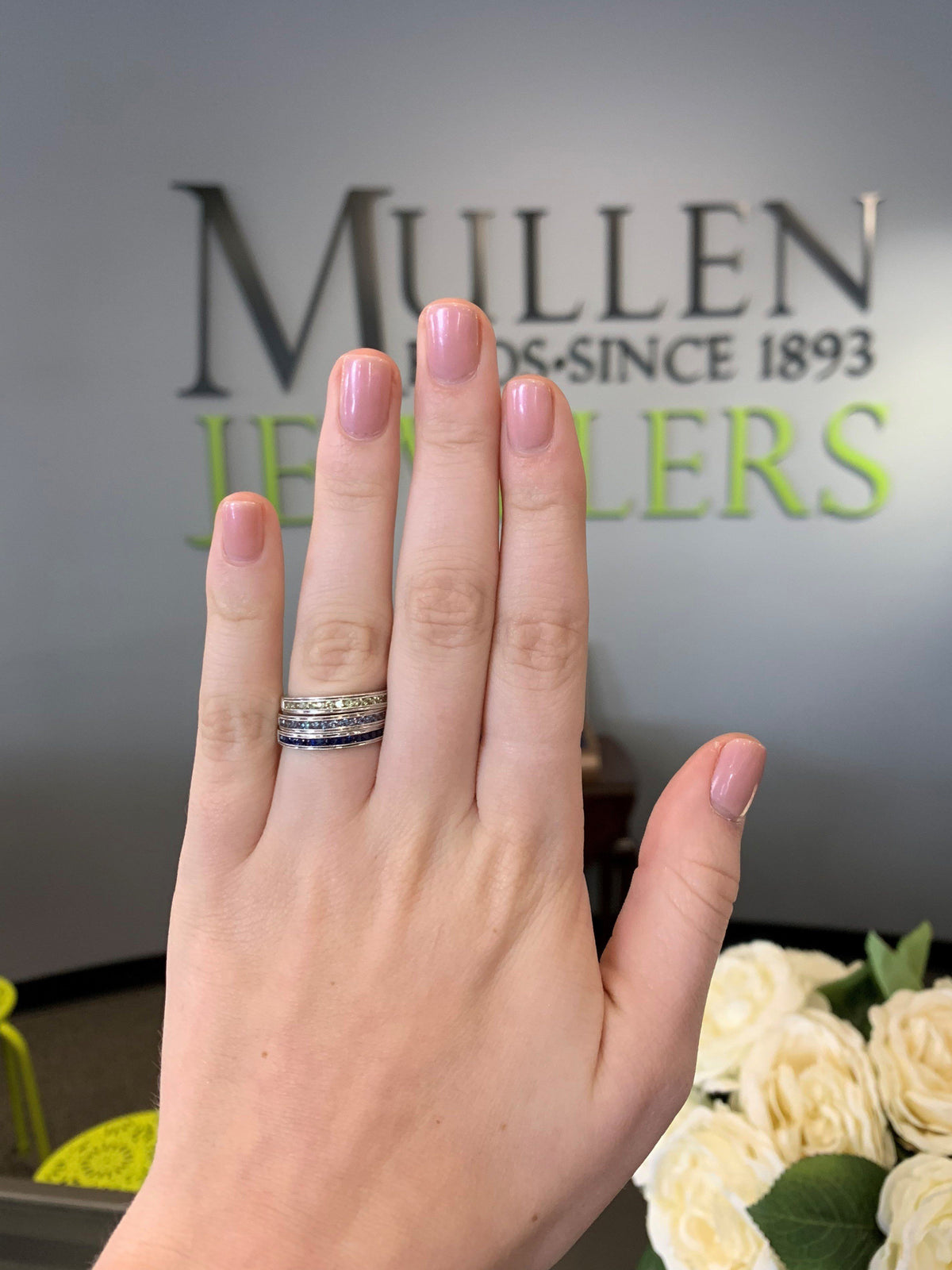 Pink Tourmaline Channel Set Birthstone Ring 10K White Gold
