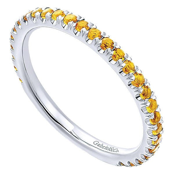 Citrine Birthstone Stackable Ring 14K White Gold