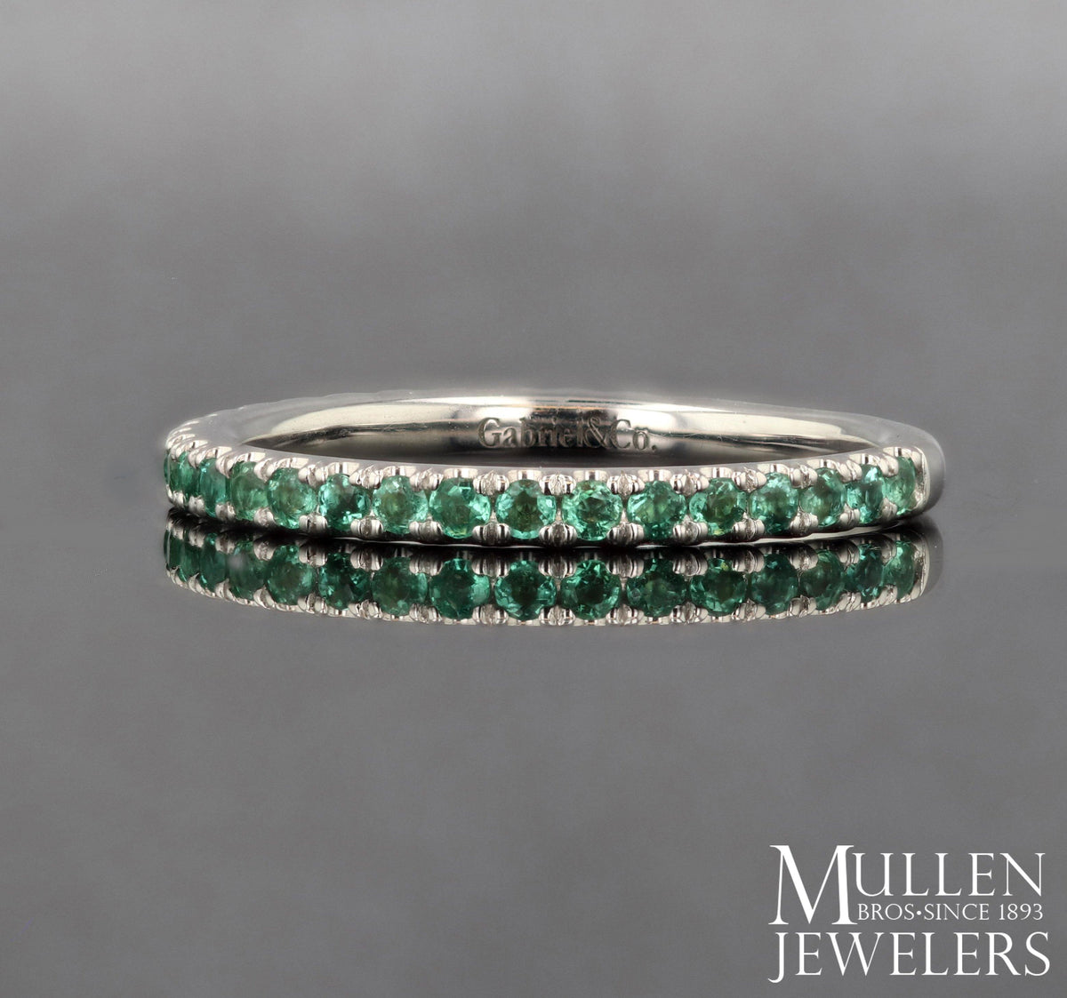 Emerald Birthstone Stackable Ring 14K White Gold