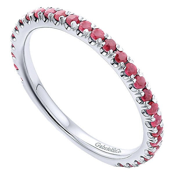 Ruby Birthstone Stackable Ring 14K White Gold
