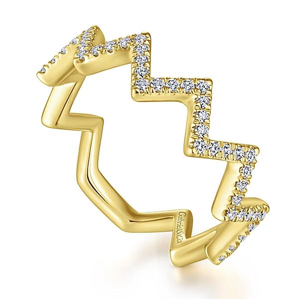 Zig Zag Stackable Diamond Ring 14K Yellow Gold