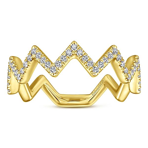 Zig Zag Stackable Diamond Ring 14K Yellow Gold